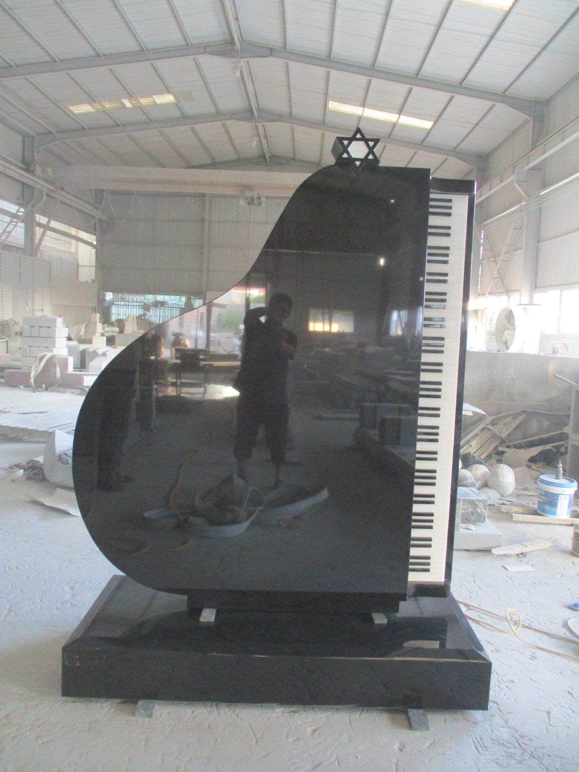 Bespoke Piano Design Tombstone Carved Black Granite Upright Headstone ...