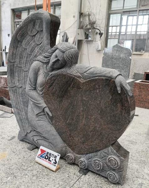 Angel Heart Monument Carved Aurora Granite Tombstone - China ...