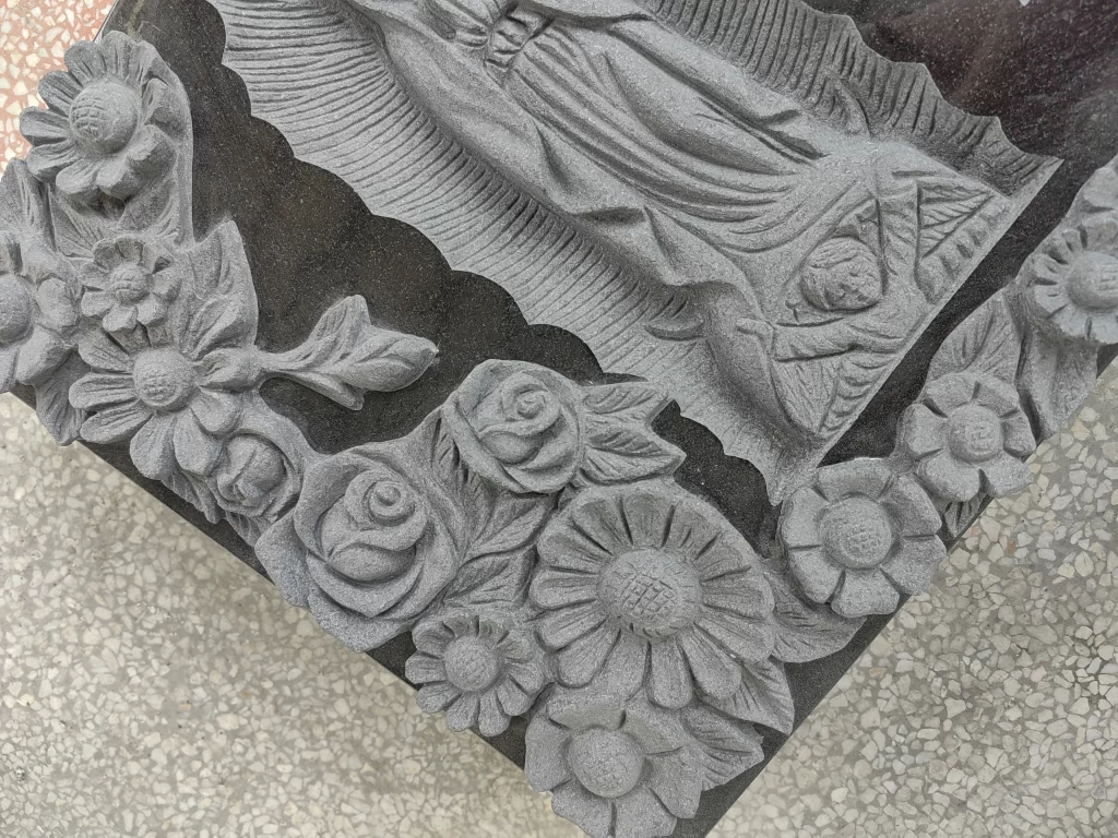 Bespoke Carved Black Granite Flat Memorial Marker Monument - China ...