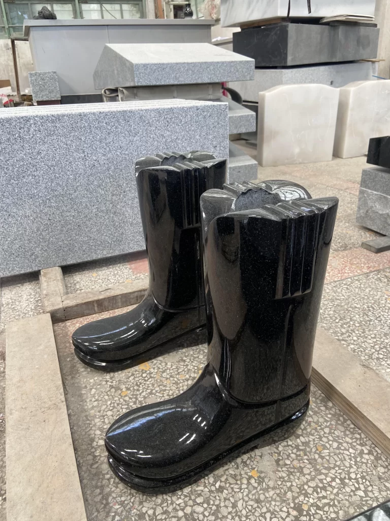 Carved Boot Shape Black Granite Memorial Vase - China Professional ...
